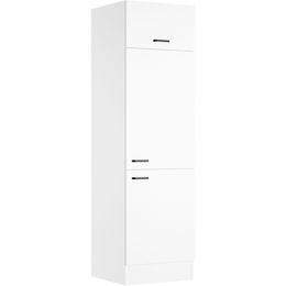 Hochschrank Optifit, B:60cm H:210cm T:57,1cmwei&szlig;, wei&szlig;, Spanplatte, K&uuml;che, Schr&auml;nke, "OPTImulti", Breite 60 cm, mit 2 T&uuml;ren, 1 Klappe, 1