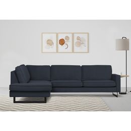 Ecksofa Home Affaire, B:290cm H:85cm T:217cm, blau, Luxus-Microfaser in Lederoptik (100% Polyester);Cord (92% Polyester, 8% Polyamide), Wohnzimmer,