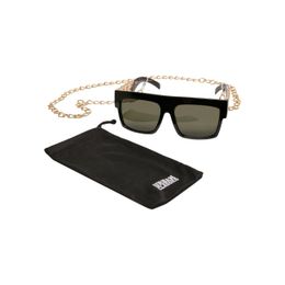 Urban Classics Damen Sonnenbrille "Urban Classics Unisex Sunglasses Zakynthos with Chain"schwarz, gold, Sonnenbrillen