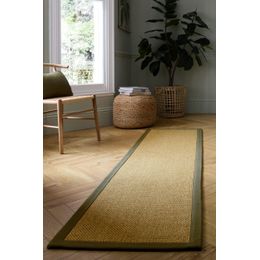 Teppich FLAIR RUGS, B:60cm H:6mm L:230cm, gr&uuml;n, Kunstfaser, Wohnzimmer, Teppiche, "Sisal Look", Sisal Look Border Indoor Outdoor Bodenl&auml;ufer Teppich