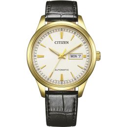 Citizen Damen Automatikuhr "NY4058-79XC"schwarz, goldfarben, Armbanduhren, Armbanduhr, Herrenuhr, Mechanische Uhr, Lederarmband, analog, Tag