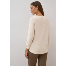 Cecil Damen Strickpulloveroat milk beige melange, Gr. L, meliert, Strick, Obermaterial: 60% Baumwolle, 40% Viskose, Pullover, mit V-Ausschnitt