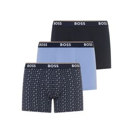 Boxershorts BOSS, Damen, Gr. L, 3 Stk., open blau 460, Jersey, Obermaterial: 95% Baumwolle, 5% Elasthan, unifarben, k&ouml;rpernah, Unterhosen, l&auml;ngeres Bein, anliegend, aus Stretch-Baumwolle