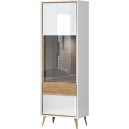 Vitrine OTTO HOME, B:64cm H:195cm T:40cm, wei&szlig;, Glas, Spanplatte, Wohnzimmer, Schr&auml;nke, "Vida", UV lackiert, hochgl&auml;nzend, Soft-Close und