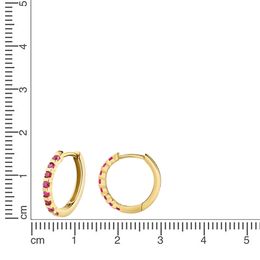 Firetti Damen Paar Creolen "Schmuck Geschenk Gold 333 Ohrschmuck Ohrringe Memoire", 15mm, Gelbgold 333, rosa, Gelbgold 333, Ohrringe, mit Edelsteinen