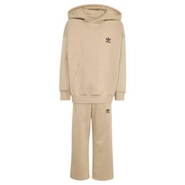 adidas originals Jogginganzug 'Oversized Hoodie Open Hem Pants' Jungen Gr&ouml;&szlig;e 110 beige / schwarz