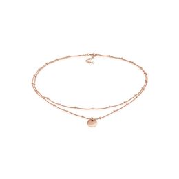 Elli Damen Collier "Choker Layer Pl&auml;ttchen Kugelkette 925 Silber", 36, ohne Stein, Silber 925 (Sterlingsilber), L: 36, rosa, Silber 925
