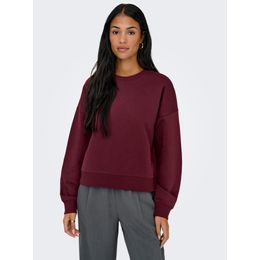 Only Damen Sweatshirt "ONLBEST L/S CREW NECK SWT NOOS"tawny port, Gr. S, unifarben, Sweatware, Obermaterial: 65% Polyester, 35% Baumwolle, Sweatshirts