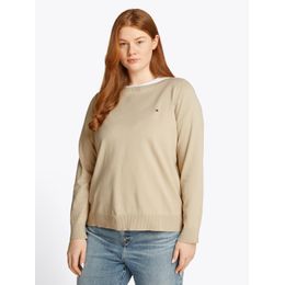 Damen Strickpullover "CRV CO JERSEY STITCH LS B-NK SWT", gr&uuml;n, Gr. 46, Tommy Hilfiger Curve, unifarben, Strick, Obermaterial: 67% Baumwolle, 33%