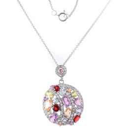 Vivance Damen Kette mit Anh&auml;nger "Multicolor Edelsteine", Silber 925 (Sterlingsilber), silber, Silber 925 (Sterlingsilber), Halsketten