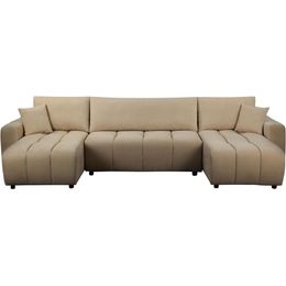 Wohnlandschaft OTTO HOME, B:311cm H:80cm T:52cmbeige, Sofas, "YLVAA U-Form, 311 cm - Schlafsofa", Schlaffunktion (132/269), Boxspring, Bettkasten,