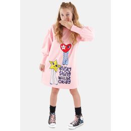 DENOKIDS M&auml;dchen Shirtkleid "Fancy", pink, Gr. 116, bedruckt, 100% Baumwolle, Kleider, mit Herz- und Stern-Motiv