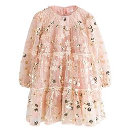 next Kleid M&auml;dchen Gr&ouml;&szlig;e 104 gold / pastellpink / schwarz / wei&szlig;