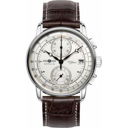 Zeppelin Herren Chronograph "100 Jahre", braun, Armbanduhren, Armbanduhr, Quarzuhr, Herrenuhr, Datum, Stoppfunktion, Made in Germany