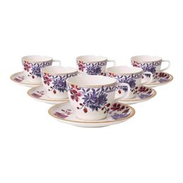 Villeroy & Boch VILLEROY & BOCH Tasse "Kaffeetassen mit Untertassen Artesano Proven&ccedil;al Lavendel 170 ml 6er Set bunt", 12 tlg., bunt, Trinkgef&auml;&szlig;e