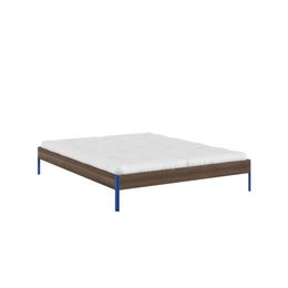 Bettgestell Karup Design, B:166cm H:34cm L:206cmcarob braun, vivid blau, Betten, "CORE BED Bodenbett, Holzrahmen, Futonbett, Jugendbett, Holzbett",