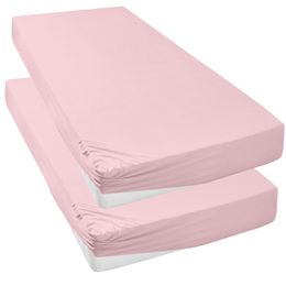 Spannbettlaken OTTO HOME, B:90cm L:200cm, rosa, Jersey, Obermaterial: 50% Baumwolle, 50% Polyester, Bettlaken, "Strawberry in Gr. 90x200, 140x200