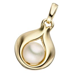 Jobo Damen Perlenanh&auml;nger "Anh&auml;nger Tropfen mit Perle", Gelbgold 333 Perlen, gold, Gelbgold 333, Perlen, Schmuckanh&auml;nger, 333 Gold mit einer