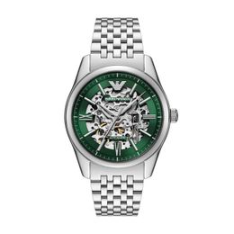 Emporio Armani Herren Automatikuhr, gr&uuml;n, Armbanduhren, Armbanduhr, Herrenuhr, Mechanische Uhr, Edelstahlarmband, analog
