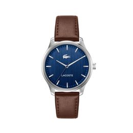 Lacoste Damen Quarzuhr "LISBON"braun, silberfarben, Armbanduhren, Armbanduhr, Herrenuhr, Lederarmband, analog