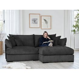 Ecksofa Home Affaire "Casa XXL L-Form, Breite 247 cm", anthrazit, B:247cm T:187cm, 100% Polyester, Sofas, Ecksofa, Mega-Sofa, Cord oder Chenille-Struktur w&auml;hlbar, mit Federkern