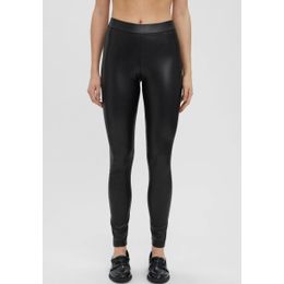 V&eacute;ro Moda VERO MODA Damen Lederimitathose "VMGANA MR PL LEGGING", schwarz, Gr. XS, leicht gl&auml;nzend, unifarben, Web, Obermaterial: 95% Polyester, 5% Elasthan,