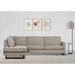 Ecksofa Home Affaire, B:290cm H:85cm T:217cm, grau, Luxus-Microfaser in Lederoptik (100% Polyester);Cord (92% Polyester, 8% Polyamide), Wohnzimmer,