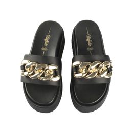Buffalo Damen Sandale "Buffalo NOA SLIDE CHAIN 2.0", Gr. 41schwarz, gold, Schuhe