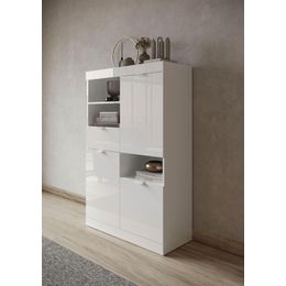 Highboard Inosign, B:91cm H:148cm T:42cm, wei&szlig;, Wohnzimmer, Sideboards, "Slim", Breite 91 cm, wei&szlig; Hochglanz Lack