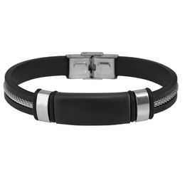 Adelia&acute;s ADELIA ́S Herren Edelstahlarmband "Herren Armband aus Edelstahl 21 cm", 21, Edelstahl, schwarz, Edelstahl, Armb&auml;nder