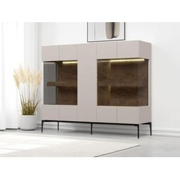 Highboard OTTO HOME, B:152cm H:125cm T:42cm, beige, Glas, MDF, Spanplatte, Wohnzimmer, Sideboards, "Sky45 Kommode mit Glast&uuml;ren, H&ouml;he 142 cm",