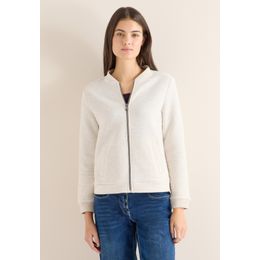 Sweatjacke Cecil, Damen, Gr. XXL (46), alabaster beige melange, Sweatware, 67% Baumwolle, 33% Polyester, unifarben, comfort fit normal, Rundhals, B&uuml;ndchen, Sweatjacken Sweatjacke, Rundhalsausschnitt