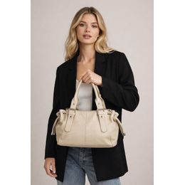 Damen Schultertasche "Bergamo", Collezione Alessandrobeige, Leder, Taschen, aus echtem Leder, Made in Italy