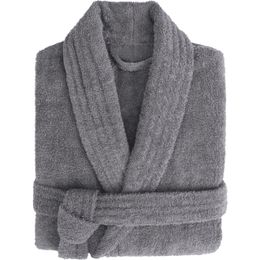 Damenbademantel HAMMETEX, L:100cmdunkelgrau, Baumwolle, Hausm&auml;ntel, "Ren, 100% Baumwolle", 380 g/m&sup2; Frottee Bademantel mit Taschen &ndash; Saugf&auml;hig & Weich