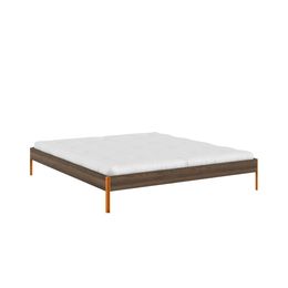 Bettgestell Karup Design, B:186cm H:34cm L:206cmcarob braun, solar orange, Betten, "CORE BED Bodenbett, Holzrahmen, Futonbett, Jugendbett, Holzbett",