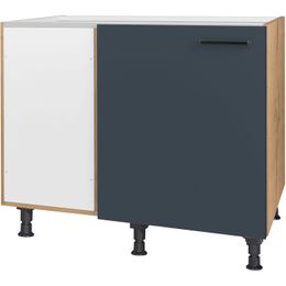 Eckunterschrank Nobilia, B:100cm H:87cm T:58,3cmfront: lacklaminat fjordblau ultramatt, korpus: eiche sierra nachbildung, K&uuml;che, Schr&auml;nke,