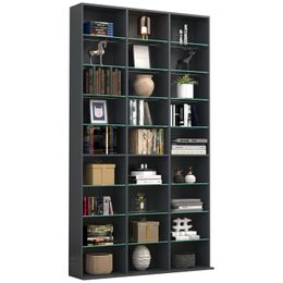 Standregal Vcm, B:102cm H:181cm T:23cm, schwarz, Wohnzimmer, Regale, "Vcm Holz CD DVD Standregal B&uuml;cherregal Raumteiler Deko Regal Glas Zilas XL"