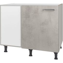Eckunterschrank Nobilia, B:100cm H:87cm T:58,3cmfront: betongrau nachbildung, korpus: steingrau, K&uuml;che, Schr&auml;nke, ""Riva", vormontiert", mit