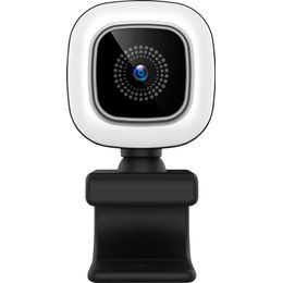 Hyrican Webcam "Hyrican ST-CAM554 UHD Webcam 3840x2160 Pixel mit Ringlicht 12MP", wei&szlig;, Camcorder