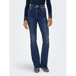 Only Damen Bootcut-Jeans "ONLMILA HW FLARED DNM BJ374", blau, Gr. 26, unifarben, Denim/Jeans, Obermaterial: 94% Baumwolle, 4% Polyester, 2% Elasthan,