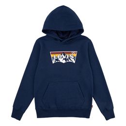 LEVI'S KIDS Jungen Hoodie "LVB MOUNTAIN BATWING HOODIE", blau, Gr. 12, bedruckt, unifarben, Sweatware, Obermaterial: 60% Baumwolle, 40% Polyester,