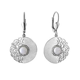 Vivance Damen Paar Ohrh&auml;nger "925-Sterling Silber rhodiniert Zirkonia und Achat", one-size, Silber 925 (Sterlingsilber), wei&szlig;, Silber 925
