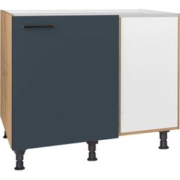 Eckunterschrank Nobilia, B:100cm H:87cm T:58,3cmfront: lacklaminat fjordblau ultramatt, korpus: eiche sierra nachbildung, K&uuml;che, Schr&auml;nke,