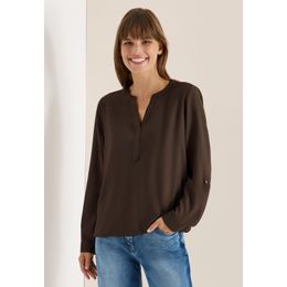 Cecil Damen Langarmblusechocolate mousse, Gr. XS, unifarben, Stoff, 100% Viskose, Blusen, in Unifarbe
