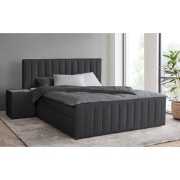 Boxbett Home Affaire, B:203cm L:217cm, schwarz, Holz teilmassiv, Holzwerkstoff, Spanplatte, Komplettbetten, "Effy inkl. Bettkasten und Topper,