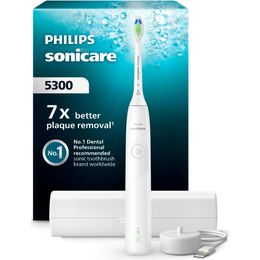 Elektrische Zahnb&uuml;rste "Series 5300", wei&szlig;, PHILIPS SONICARE, B:17,1cm H:23,2cm T:6cm, Elektrozahnb&uuml;rsten, mit Andruckkontrolle, 2 Intensit&auml;tsstufen,