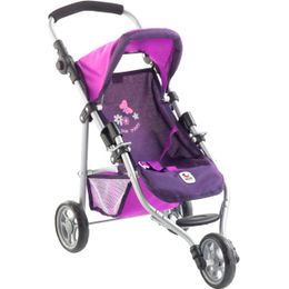 Bayer Chic 2000 CHIC2000 Kinder Puppenbuggy "Jogging-Buggy Lola", lila, Kunststoff, Metall, Stoff, B:33cm H:57cm T:70cm, Puppenwagen, mit klappbarem Verdeck