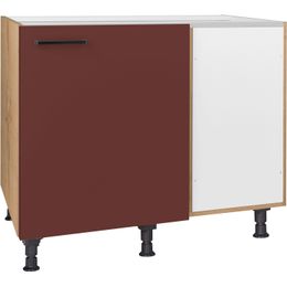 Eckunterschrank Nobilia, B:100cm H:87cm T:58,3cmfront: lacklaminat rostrot ultramatt, korpus: eiche sierra nachbildung, K&uuml;che, Schr&auml;nke,