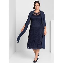 sheego Damen Cape, blau, 100% Polyester, Jacken