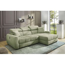 Jockenh&ouml;fer Ecksofa JOCKENH&Ouml;FER GRUPPE "Move, L-Form, B: 270cm, mit 60 cm elektr. Sitztiefenverstellung", salbei, gr&uuml;n 432, 13, B:270cm T:115cm, Korpus: 100% Polyester;Kissen: 100% Polyester, Sofas, Ecksofa, 140kg Belastbarkeit je Sitz, verstellbaren Kopfst&uuml;tzen & Zierkissen